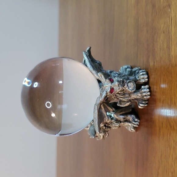 Accents | Vintage Sunglo Gargoyle Pewter Stand With Crystal Ball | Poshmark